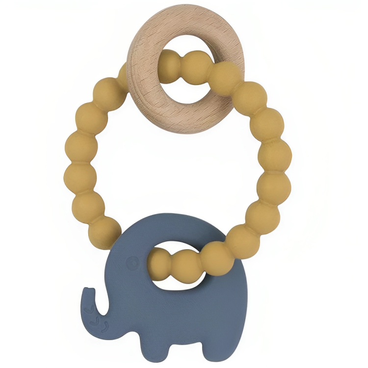 PLAYGROUND Silicone Elephant Teether - Steel Blue – KOKOBABY